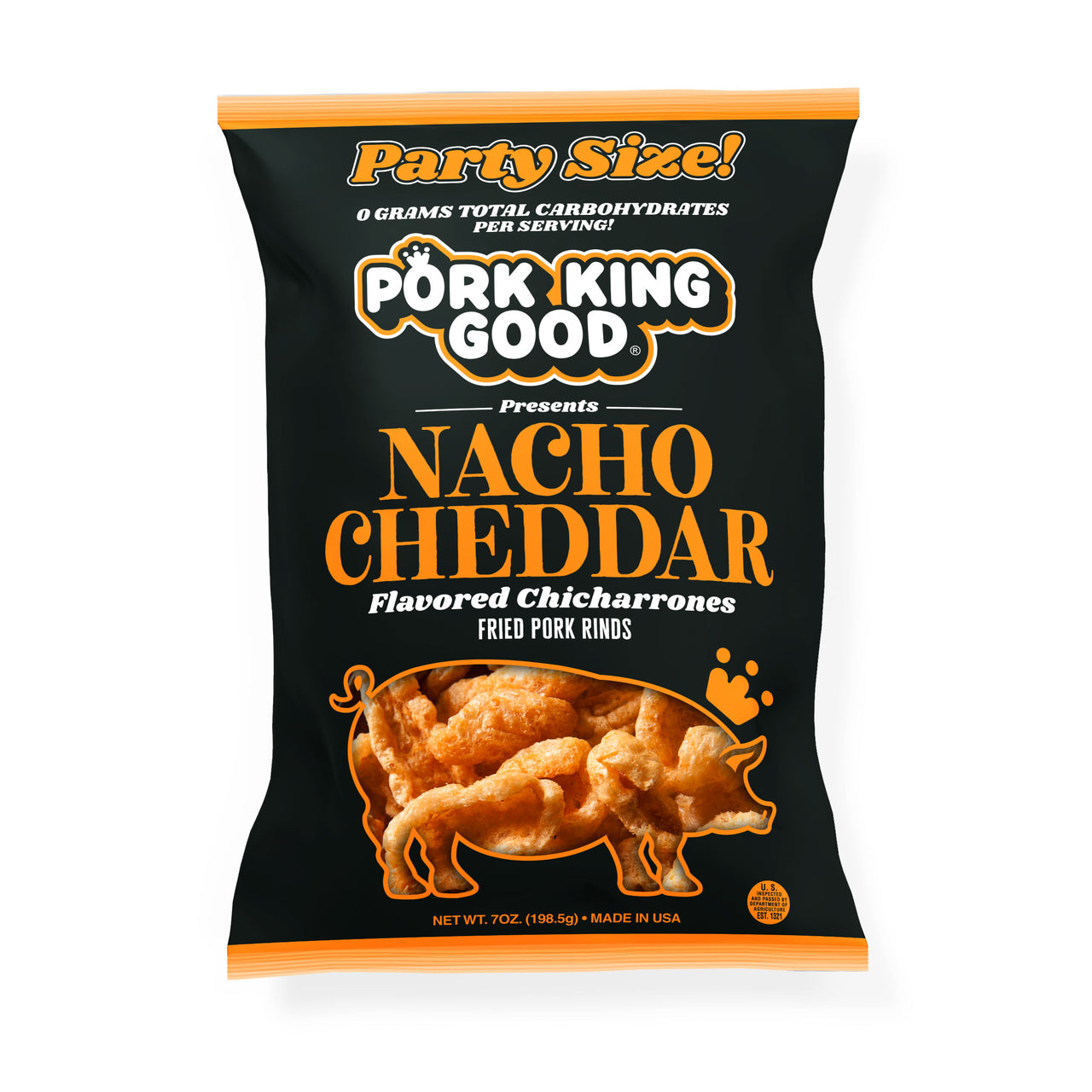 Pork King Good Nacho Cheddar Pork Rinds Party Size Bags
