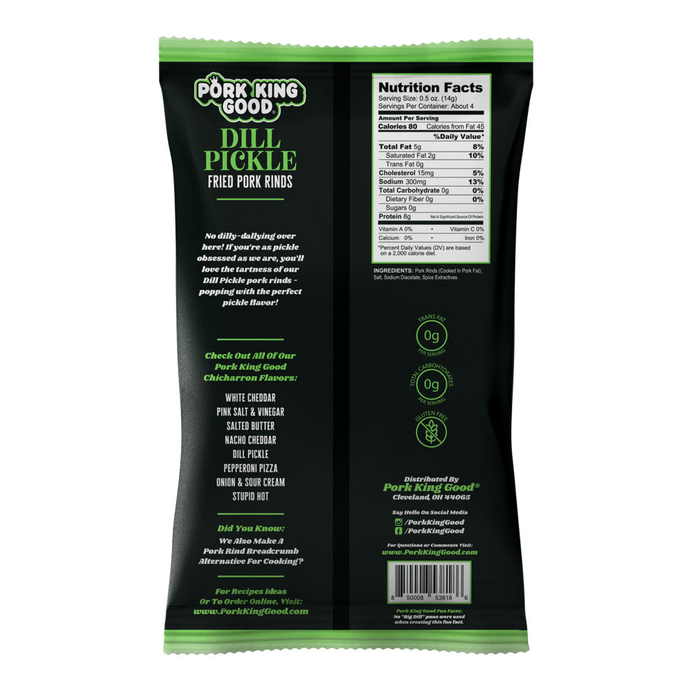 Pork King Good Dill Pickle Pork Rinds - Keto Diet Snacks